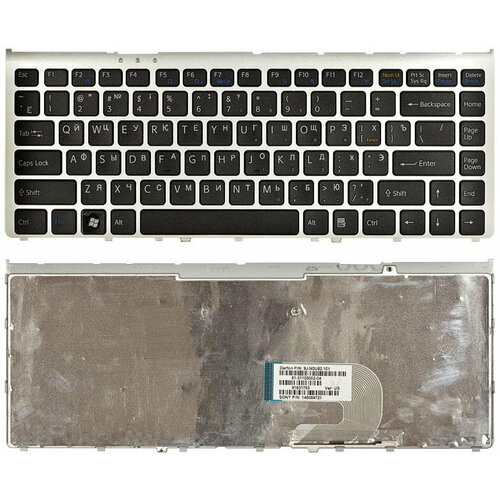 Клавиатура для Sony Vaio VGN-FW240J/W черная с серебристой рамкой