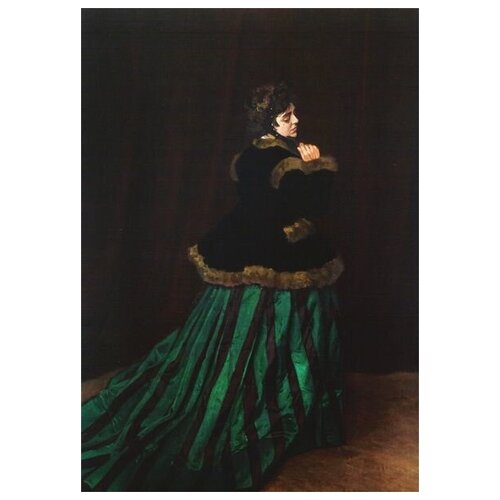 Репродукция на холсте Женщина в Зеленом Платье (The Woman in the Green Dress) Моне Клод 40см. x 57см.