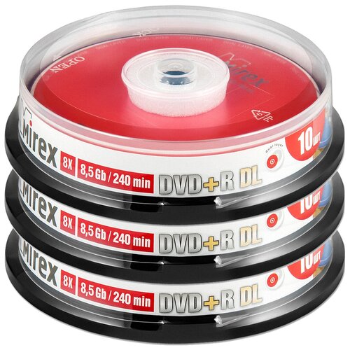 Диск DVD+R DL 8,5Gb Mirex 8x (Double Layer) cake box, упаковка 30 шт.