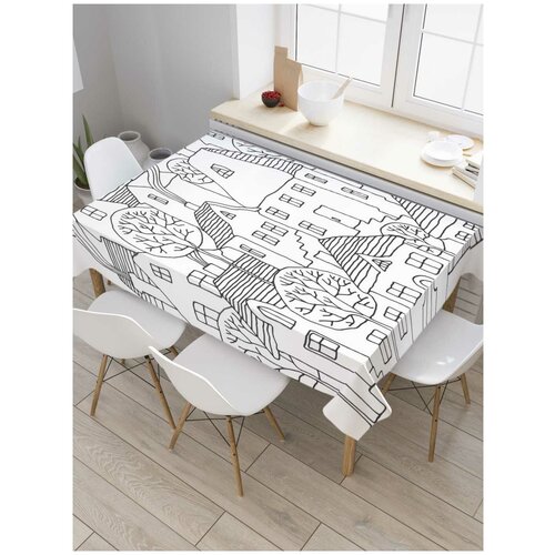 Скатерть прямоугольная JoyArty на кухонный стол "Графический рисунок" из оксфорда, 180x145 см