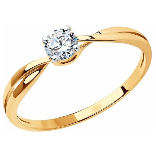 Кольцо помолвочное Diamant online, золото, 585 проба, фианит, размер 16, прозрачный