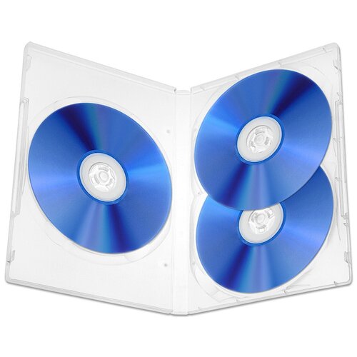 Коробка DVD Box для 3 дисков, 14мм полупрозрачная (без вставки), упаковка 10 шт.