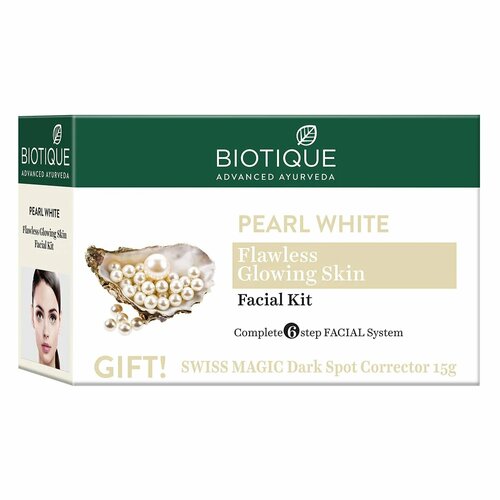 PEARL WHITE FACIAL KIT, Biotique (белый жемчуг Набор для всех типов кожи лица, Биотик), 65 г.