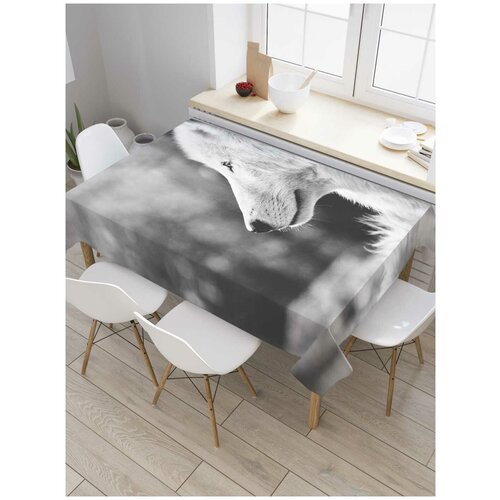 Скатерть прямоугольная JoyArty на кухонный стол "Монохромная лиса" из оксфорда, 120x145 см