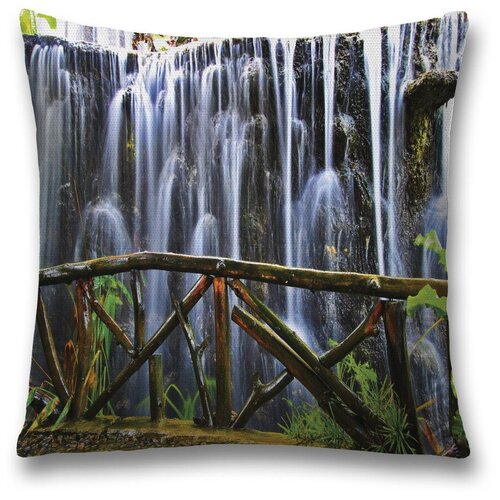 Наволочка декоративная на молнии, чехол на подушку JoyArty "Холодный падающий водопад" 45х45 см