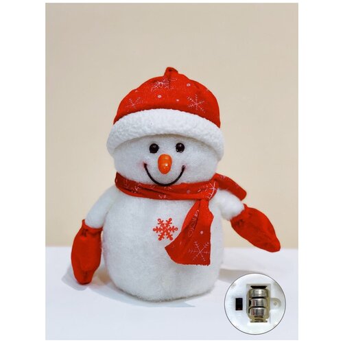 Рождественское украшение (Снеговик 12,5см с LED) красная шапка, 27010-1
