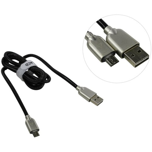 USB кабель ACD-Allure MicroUSB USB-A Кожа, 1м, черный (ACD-U926-M1B)