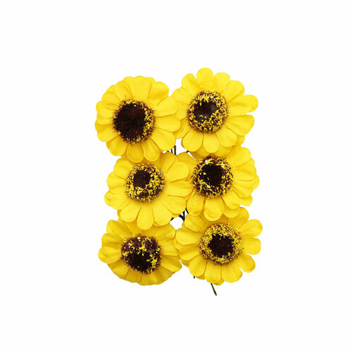 MH3-2313 Набор декоративных цветов, цв. желтый, D=4*2см, 6шт, Astra&Craft