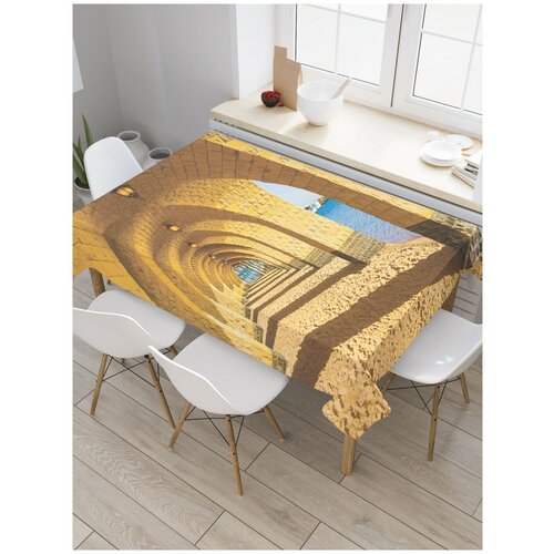 Скатерть прямоугольная JoyArty на кухонный стол "Арки у моря" из оксфорда, 120x145 см