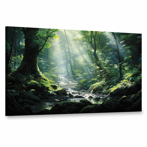Интерьерная картина 100х60 "Игра света в лесу"