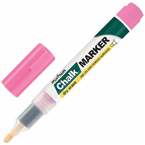 Маркер меловой MUNHWA "Chalk Marker", 3 мм, розовый, сухостираемый, для гладких поверхностей, CM-10, 151485