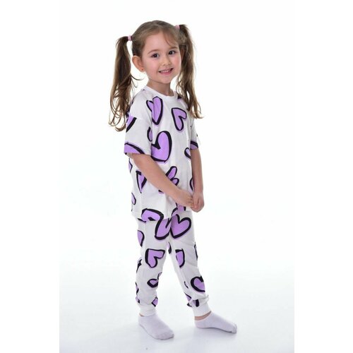 Пижама , размер 6-7, белый, фиолетовый