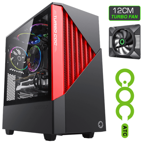 Корпус GameMax Contac COC BR MFG. T806 без БП (ATX, Черн.-кр, USB3.0, Зак. стекло,1*120мм+ MB turbo fan)