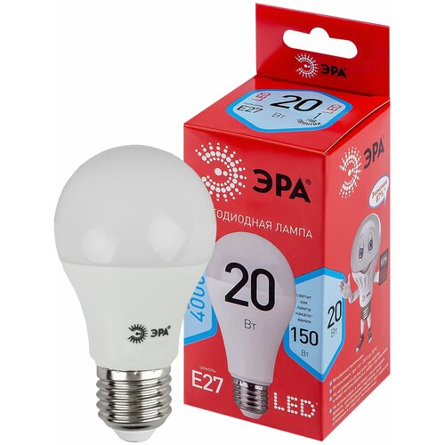 Лампа светодиодная A65-20W-840-E27 R (диод груша 20Вт нейтр. E27) | код Б0049637 | Эра (90шт. в упак.)