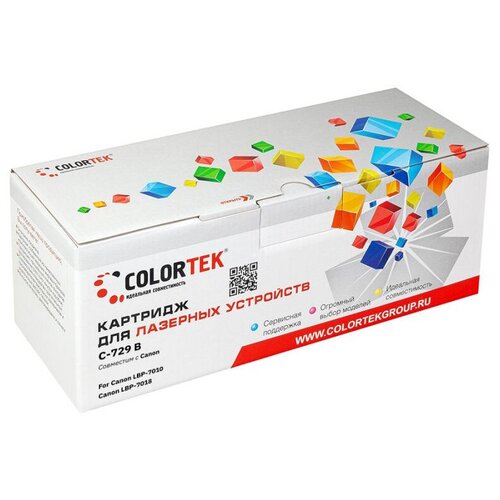 Картридж лазерный Colortek CT-729Bk черный для принтеров Canon