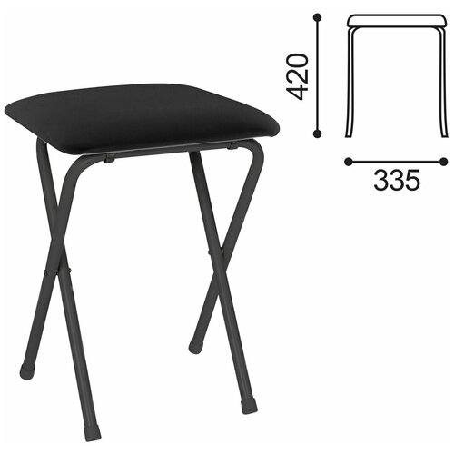 Табурет складной РС01-02, черный каркас, кожзам черный, РС01.00.01-02-2