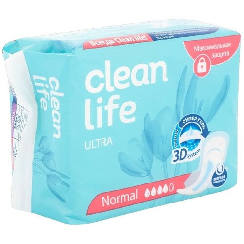 Гигиенические прокладки Clean life Ultra normal, 4 капли, 10 шт, 2 уп