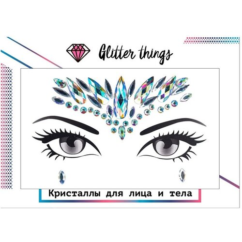 Glitter Things Кристаллы самоклеящиеся для лица тела, стразы на клейком слое для макияжа "Крылья Феникса"