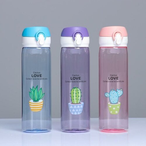 Бутылка для воды "Cactus Love", 500 мл, 22 х 6 см, микс