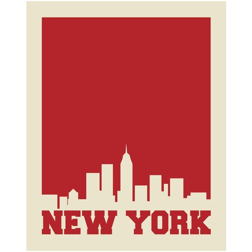 Постер / Плакат / Картина Красный Нью-Йорк 50х70 см в раме