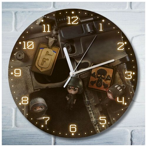 Настенные часы УФ с ярким рисунком игры Tom Clancys Rainbow Six Siege (рэйнбоу сикс сэдж, шутер, PS, Xbox, PC, Switch) 4665
