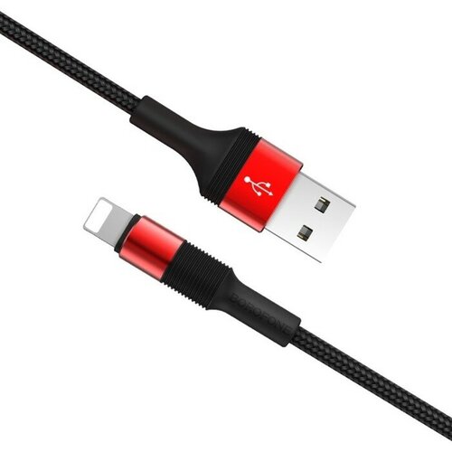 Кабель Borofone BX21, Lightning - USB, 2.4 А, 1 м, тканевая оплётка, красный