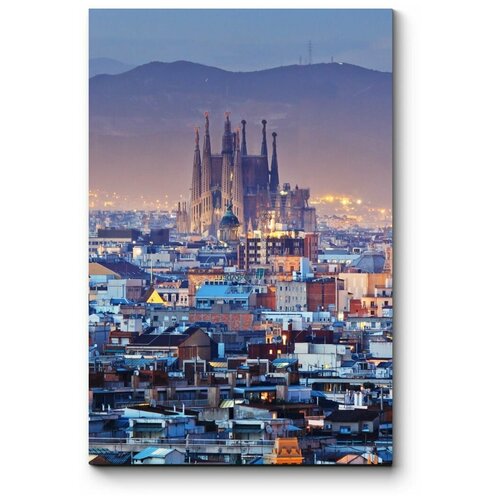 Модульная картина Величественная Барселона в сумерках20x30