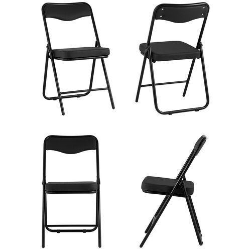 Складной стул Джонни экокожа черный каркас черный матовый(комплект 4 шт)
