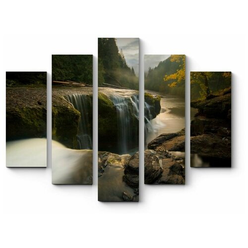 Модульная картина Лесной водопад 75x60