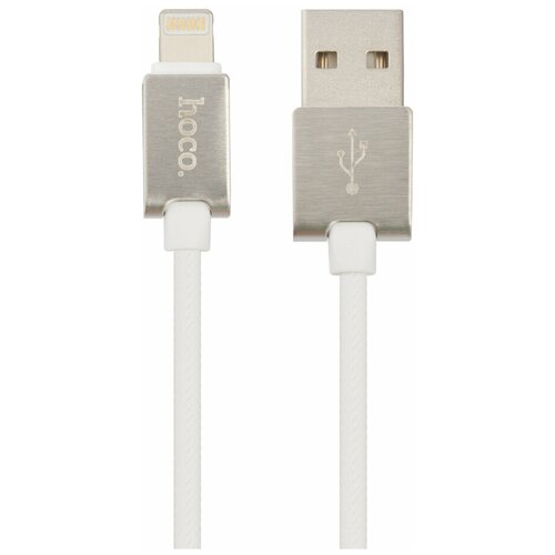 USB кабель HOCO U49 Refined Steel Charging Data Cable For Lightning (L=1M) (белый)