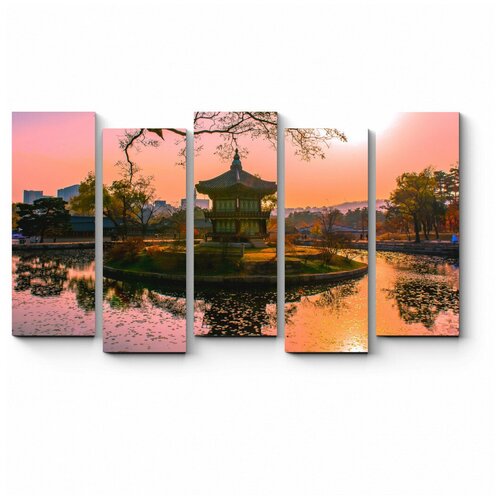 Модульная картина Чарующий закат по-корейски, Сеул 100x58