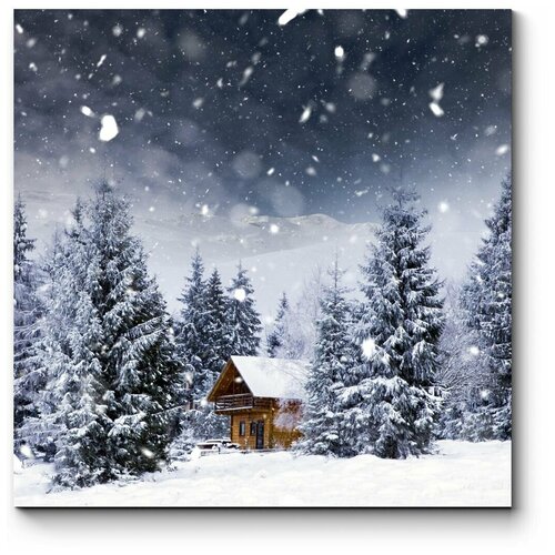 Модульная картина Сказочный дом в зимнем лесу 100x100