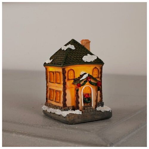 Светодиодная фигура «Дом» 5 × 4 × 4 см, керамика, батарейки AG13х2, свечение тёплое белое