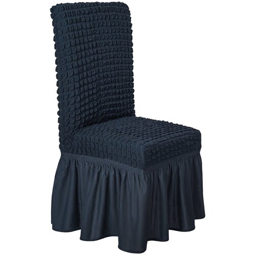 Чехол Venera на стул с оборкой, темно-серый, 1 шт.