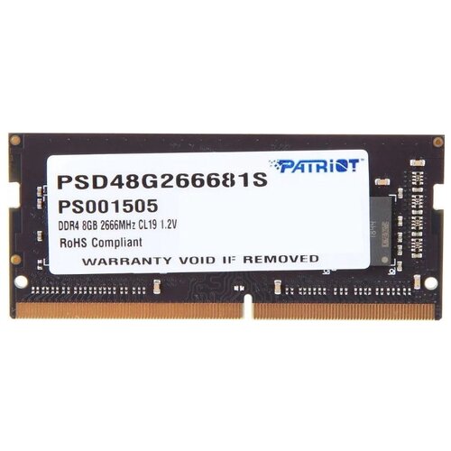 Память DDR4 8Gb 2666MHz Patriot PSD48G266681S Signature RTL PC4-21300 CL19 SO-DIMM 260-pin 1.2в single rank