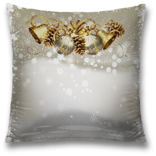 Наволочка декоративная на молнии, чехол на подушку JoyArty "Рождественские колокольчики" 45х45 см
