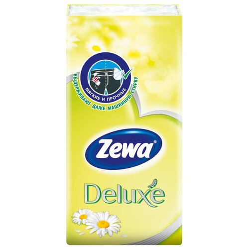 Зева Делюкс / Zewa Deluxe - Бумажные платочки ромашка 10 шт