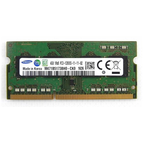 Оперативная память 4 ГБ 1 шт. Samsung DDR3 1R8 1600 SO-DIMM 4Gb 12800 Мб/с (M471B5173BH0-CK0 )