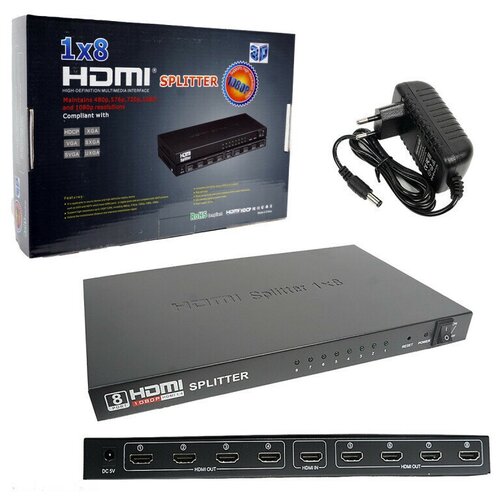 HDTV-сплиттер с усилителем и поддержкой 3D на 8 разъемов HDMI версия 1.4