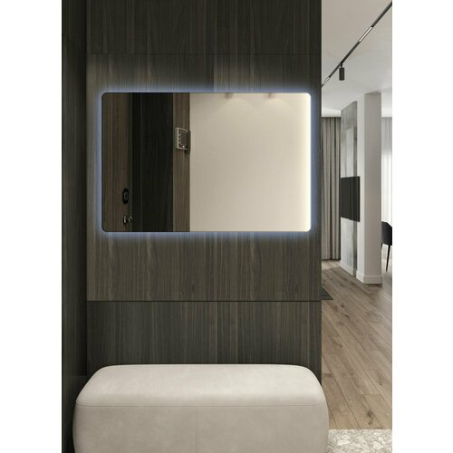 Зеркало для ванной Prisma 100*120 прямоугольное горизонтальное "парящее" с холодной LED-подсветкой