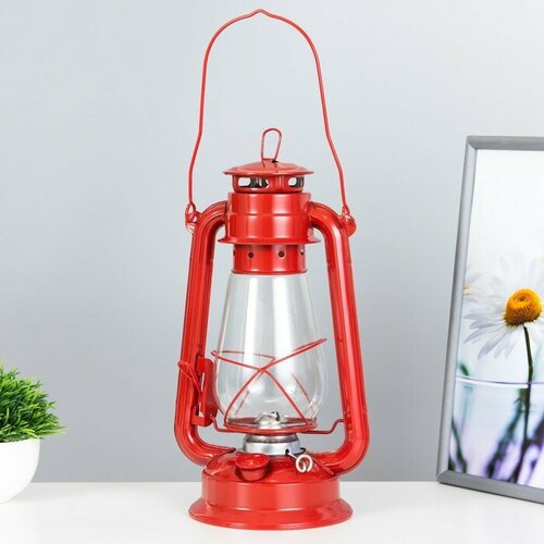 RISALUX Керосиновая лампа декоративная красный 14х18х30 см RISALUX