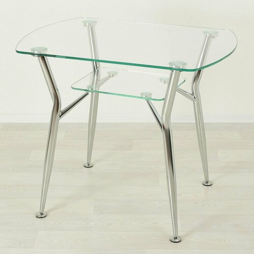 Стеклянный стол Квадро 32 прозрачный/хром (800х600)