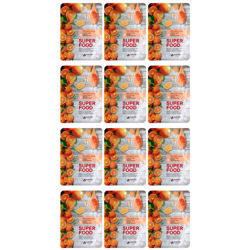 Eyenlip beauty Тканевая маска для лица Super Food Orange Mask, 23 мл, 12 шт