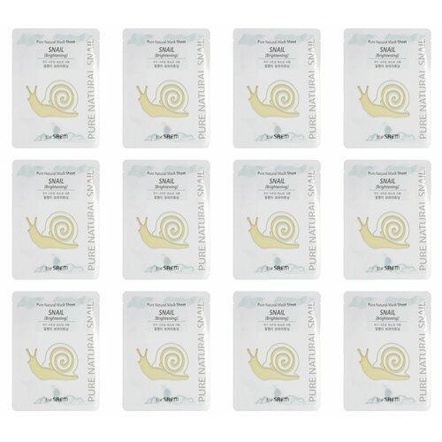 The Saem, Маска на тканевой основе Pure Natural Mask Sheet, Snail Brightening, 12 шт