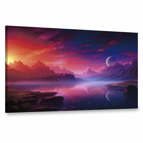 Интерьерная картина 100х60 "Закат на Планете Вселенной"
