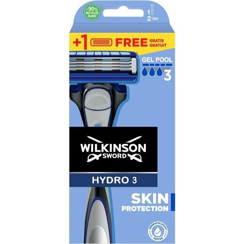 Wilkinson Sword / SCHICK Hydro 3 Skin Protection Regular / Бритвенный мужской станок с 2 сменными кассетами.