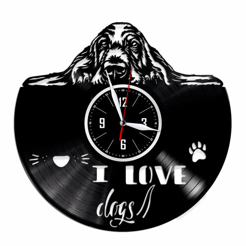 I love dogs #1 - настенные часы из виниловой пластинки