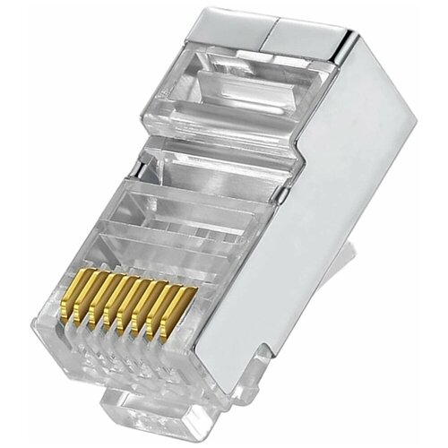 Коннектор RJ45 для витой пары разъём RJ-45 штекер TP-8P8C UTP CAT5e экранированный Ripo 10 шт в упаковке 003-400007/10