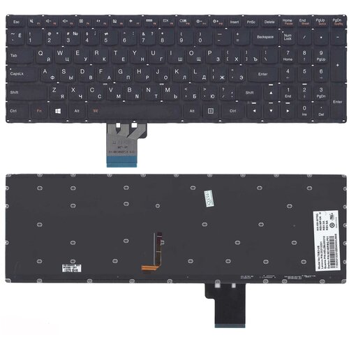 Клавиатура для ноутбука Lenovo HMB3135TLA01 черная без рамки, с подсветкой