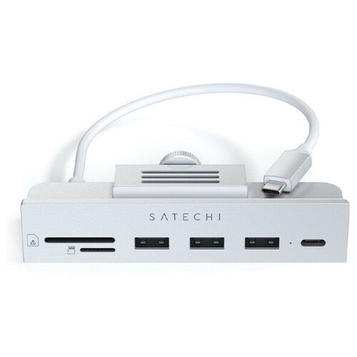 USB-C-концентратор Satechi Aluminum USB-C Clamp Hub для 24 iMac - Silver, цвет серебристый